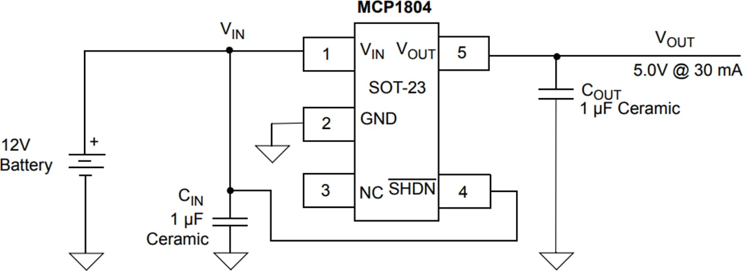 MCP1804 CMOS Low Dropout (LDO) Voltage Regulators - Microchip Technology | Mouser
