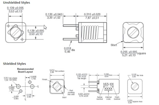 164/165 Series 5mm Tunable Inductors - Coilcraft | Mouser