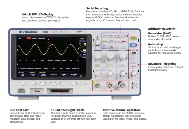 2540C Mixed Signal Oscilloscopes - B&K | Mouser
