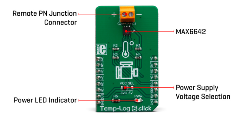 MIKROE-3437 Temp-Log 6 Click Board™ - Mikroe | Mouser