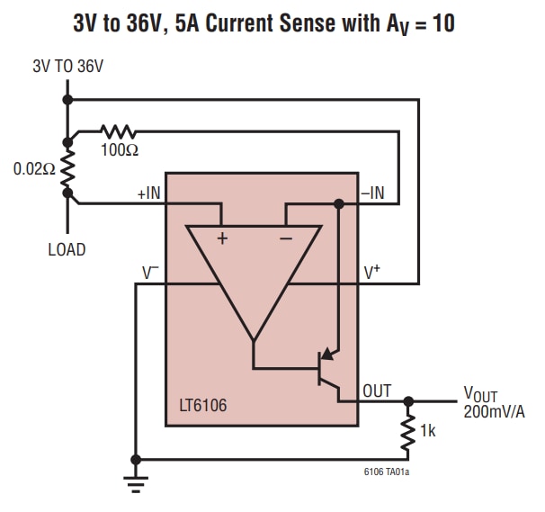 LT6106 High Side Current Sense Amplifiers - ADI | Mouser