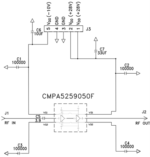 CMPA5259050F-AMP Demonstration Amplifier Circuit - MACOM | Mouser