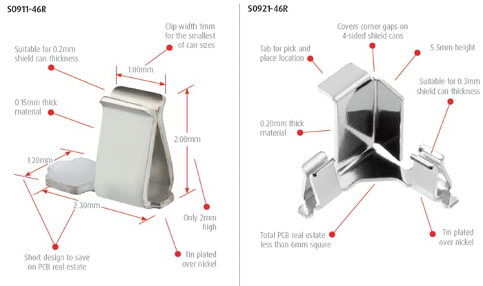 Compact & Corner SMD Shield Clips - Harwin | Mouser
