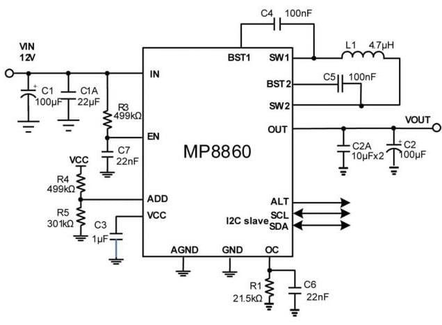 MP8860 Integrated Buck-Boost Converter - MPS | Mouser