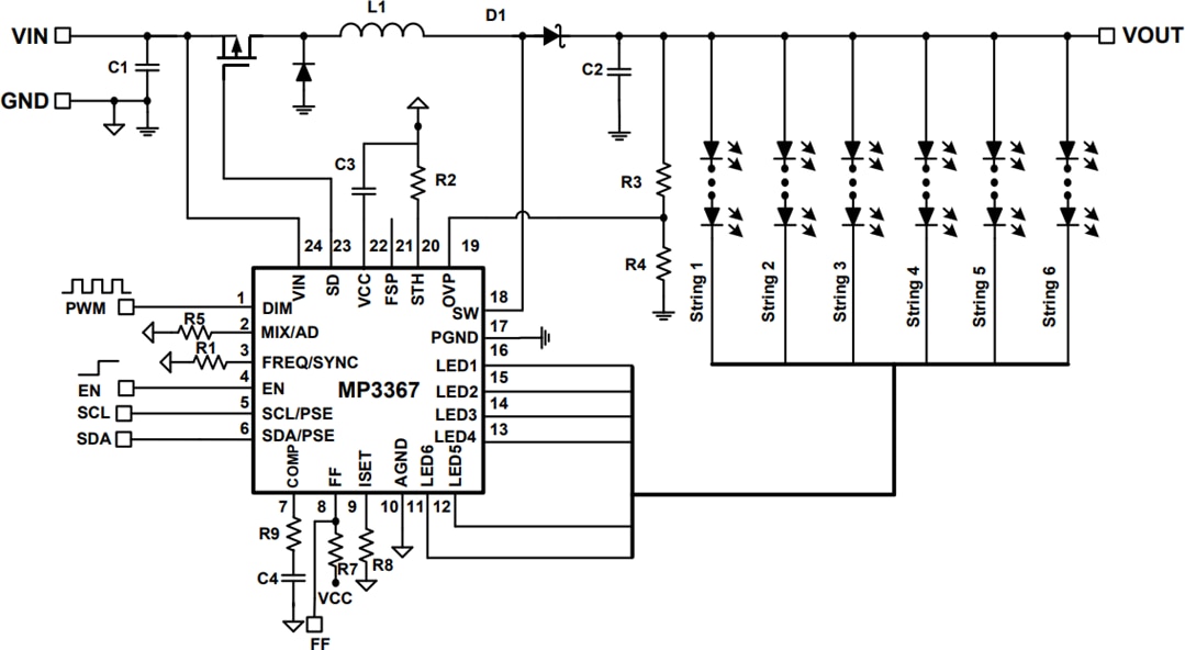 MP3367 & MPQ3367 6-Channel Boost WLED Drivers - MPS | Mouser