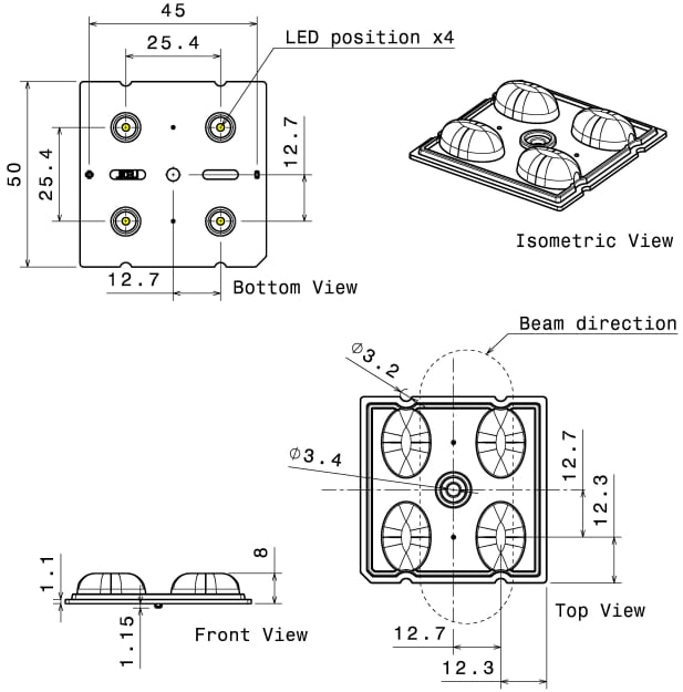 AMBER-2X2 LED Lighting Lenses - Ledil | Mouser