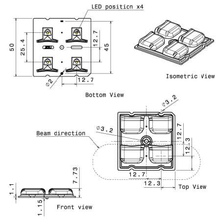 AMBER-2X2 LED Lighting Lenses - Ledil | Mouser
