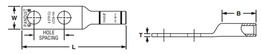LCC Series Two-Hole Compression Lugs - Panduit | Mouser