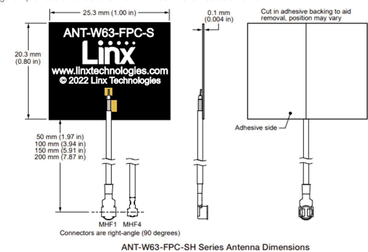 ANT‐W63-FPC Wi-Fi 6/6E Antennas - Linx | Mouser