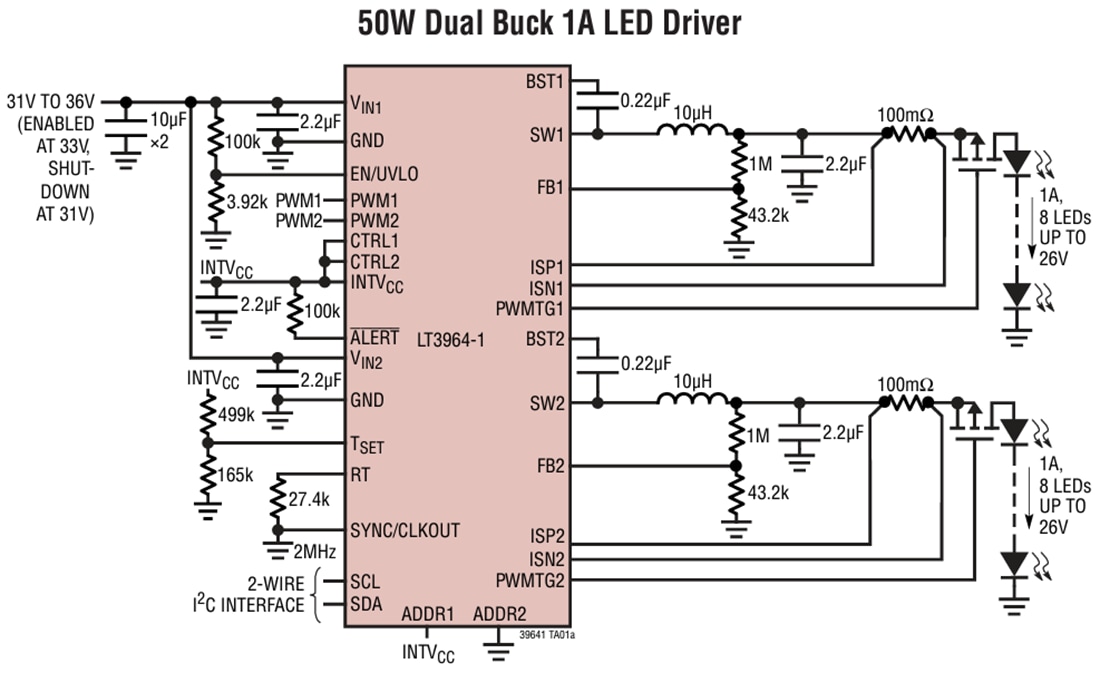 LT3964-1 Synchronous 2A Buck LED Driver - ADI | Mouser