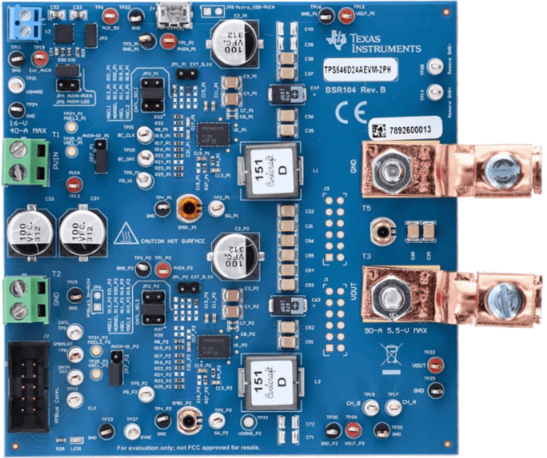 TPS546D24SEVM-2PH Converter Evaluation Module - TI | Mouser