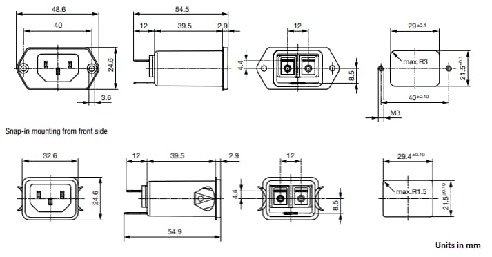 5124 Power Entry Modules with Line Filter - Schurter | Mouser