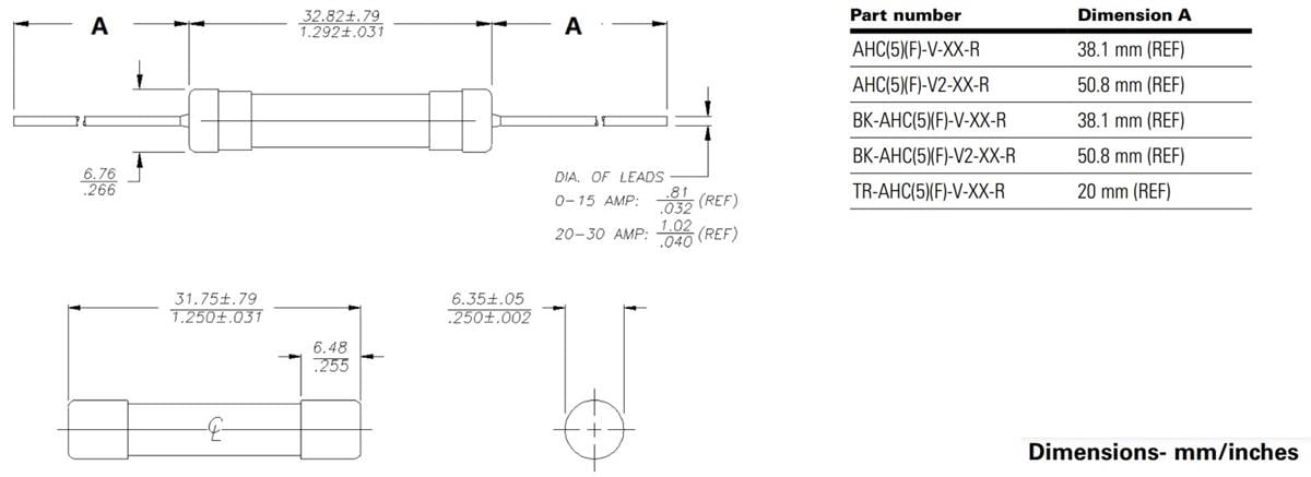 AHC/AHC5/AHCF High-Voltage Ceramic Tube Fuses - Eaton | Mouser
