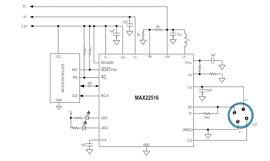 MAX22516 IO-Link Data Link Controllers - ADI | Mouser