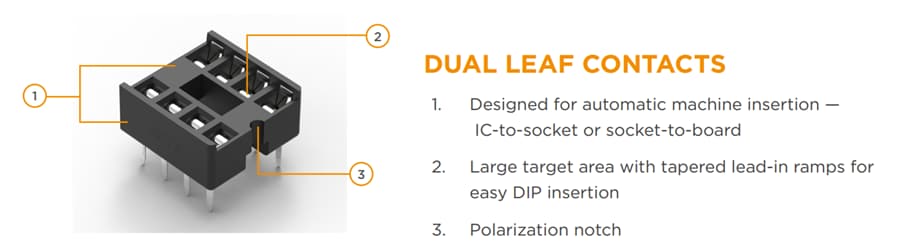 DIP (Dual In-Line Package) Sockets - TE | Mouser