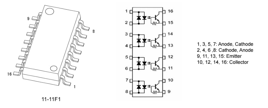 TLP294-4 Transistor Output Optocouplers - Toshiba | Mouser