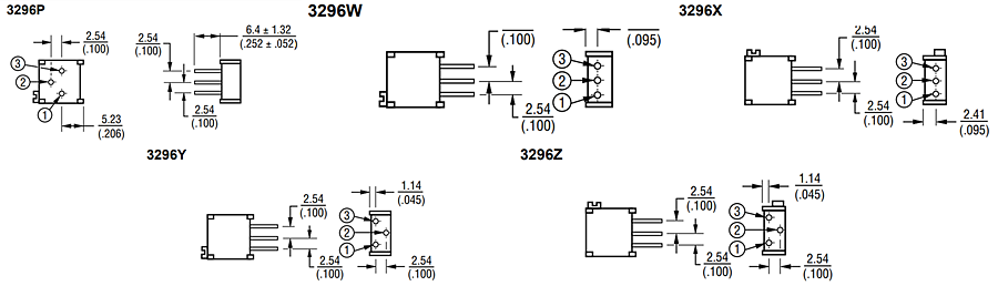 3296 Series Trimpot® Trimming Potentiometers - Bourns | Mouser