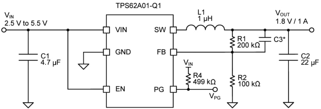 TPS62A01-Q1 Synchronous Step-Down Buck Converter - TI | Mouser